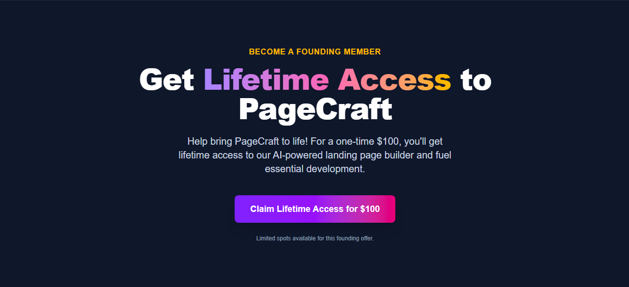PageCraft: Lifetime Access - AI-Powered Landing Page Builder